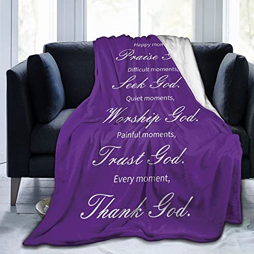 Inspirational Gifts for Women Elegant Intense Purple Throw Blanket, Christian Encouragement Gifts Religious Gifts for Women & Men, Strengthen Relationship with Christ-Soft Cozy Blanket 50"X60"