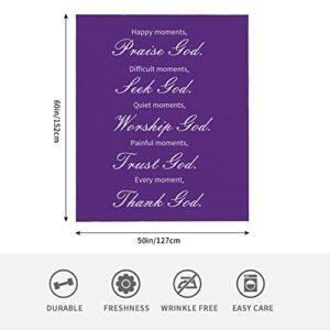 Inspirational Gifts for Women Elegant Intense Purple Throw Blanket, Christian Encouragement Gifts Religious Gifts for Women & Men, Strengthen Relationship with Christ-Soft Cozy Blanket 50"X60"