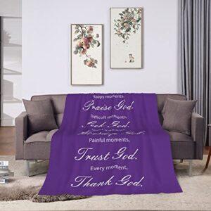 Inspirational Gifts for Women Elegant Intense Purple Throw Blanket, Christian Encouragement Gifts Religious Gifts for Women & Men, Strengthen Relationship with Christ-Soft Cozy Blanket 50"X60"