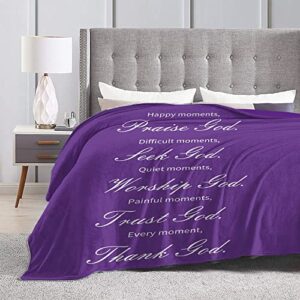 Inspirational Gifts for Women Elegant Intense Purple Throw Blanket, Christian Encouragement Gifts Religious Gifts for Women & Men, Strengthen Relationship with Christ-Soft Cozy Blanket 50"X60"