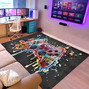 gaming room decor area rugs for kids teen boy bedroom rug gamer area carpet 3d printed gamepad controller living room game room large area rug non-slip comfy floor casual mat 60″x39″