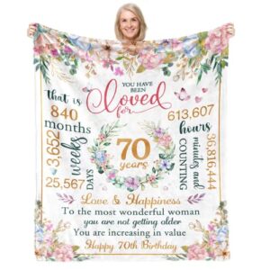 70th birthday gifts for women,70th birthday decorations for women,70th birthday gift ideas,happy 70th birthday decorations for her,wife,sister,friend,soft throw blanket 50″ x 60″