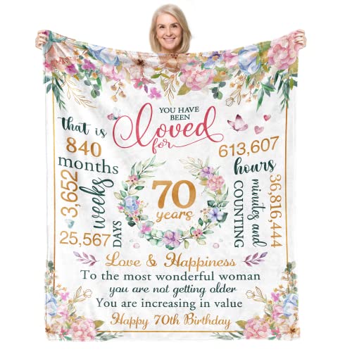 70th Birthday Gifts for Women,70th Birthday Decorations for Women,70th Birthday Gift Ideas,Happy 70th Birthday Decorations for Her,Wife,Sister,Friend,Soft Throw Blanket 50" X 60"