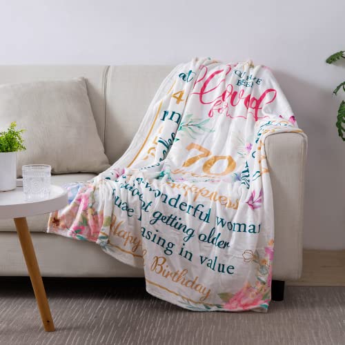 70th Birthday Gifts for Women,70th Birthday Decorations for Women,70th Birthday Gift Ideas,Happy 70th Birthday Decorations for Her,Wife,Sister,Friend,Soft Throw Blanket 50" X 60"