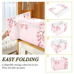 TSENQUE Cherry Blossom Foldable Storage Boxes with Lids Decorative Storage Box Container for Home Bedroom Closet Office Nursery 16.5" L x 12.6" W x 11.8" H