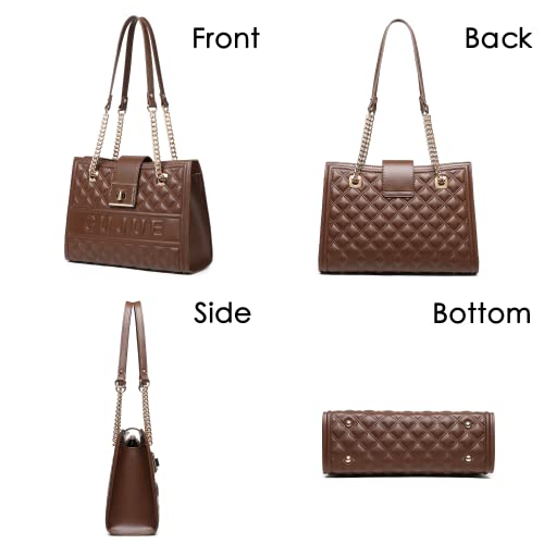 Handbags for Women Chain Shoulder Pu Leather Tote Bags Satchel Bags Shoulder Bag Zipper and Agraffe Top Handle Handbag