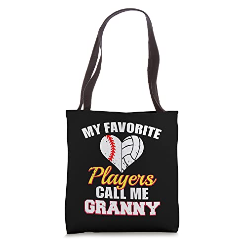 My Favorite Players Call Me Granny Funny Baseball Volleyball Tote Bag