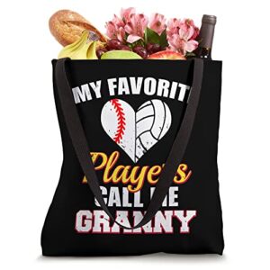 My Favorite Players Call Me Granny Funny Baseball Volleyball Tote Bag