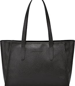 Longchamp 'Le Foulonne' Large Leather Shoulder Tote Handbag, Black