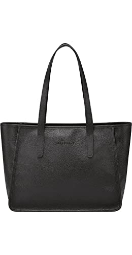 Longchamp 'Le Foulonne' Large Leather Shoulder Tote Handbag, Black