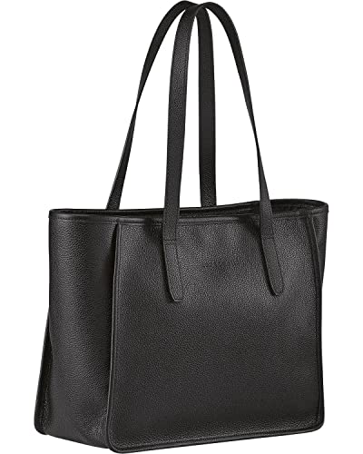 Longchamp 'Le Foulonne' Large Leather Shoulder Tote Handbag, Black