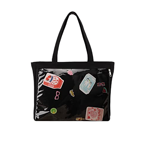 KUANG! Clear Candy Canvas Handbag Ita Tote Bag Lolita Shoulder Bag Handbag DIY Anime Cosplay School Bag