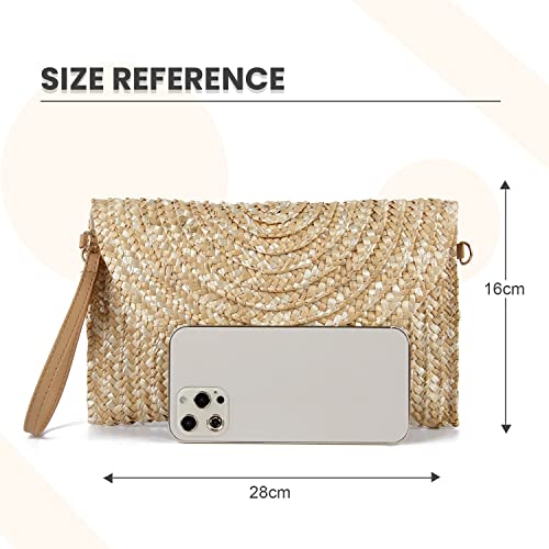 LUI SUI Straw Clutch Purse Bags for Women Summer Beach Purse Woven Straw Shoulder Bags Beach Clutch Bags