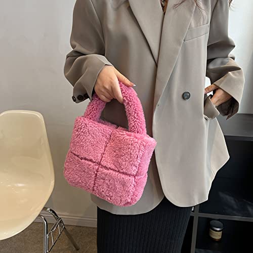 Fluffy Tote Bag Faux Fur Purse for Women Soft Fuzzy Tote Purse Girls Plush Hobo Handbag Fleece Purse for Fall Winter