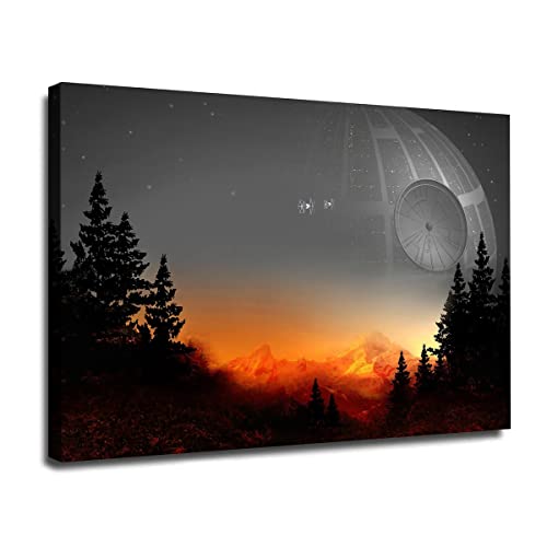 OFFBE Movie Anime Poster Death Star Wall art Canvas Print Wall Art Death Star Poster Canvas Painting For Bedroom Decor Living Room 16X24inch Unframed