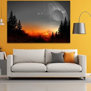 OFFBE Movie Anime Poster Death Star Wall art Canvas Print Wall Art Death Star Poster Canvas Painting For Bedroom Decor Living Room 16X24inch Unframed