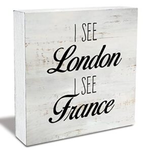 rustic i see london wood box sign humor bathroom wooden box sign farmhouse home restroom desk shelf decor (5 x 5 inch)