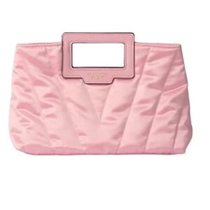 victoria’s secret v logo party satin clutch pink quilt lightweight