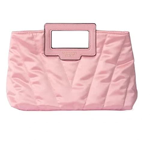 Victoria's Secret V Logo Party Satin Clutch Pink Quilt Lightweight