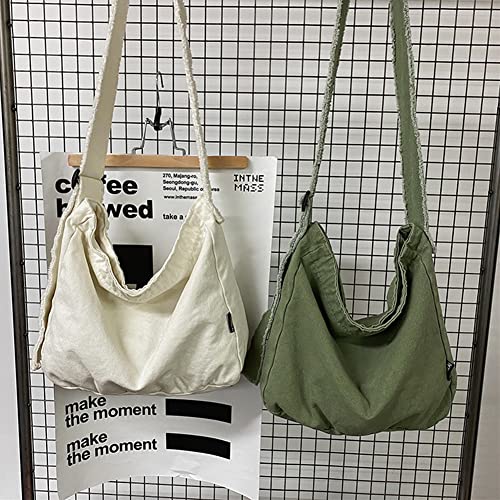 Womens Canvas Hobo Bags Large Shoulder Bags Casual Crossbody Bags Satchel Bag Messenger Bag for School Shopping Traveling