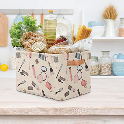 Fabric Storage Bins Makeup Tool Small Shelf Basket With Handles Decorative Cubes Box Organizer Containers for Shelves Home Office Decor