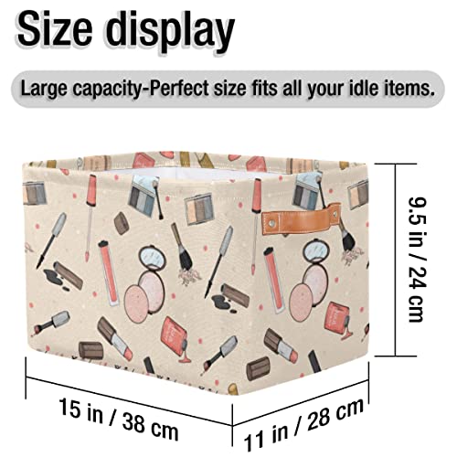 Fabric Storage Bins Makeup Tool Small Shelf Basket With Handles Decorative Cubes Box Organizer Containers for Shelves Home Office Decor