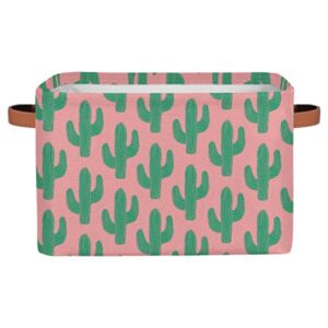 fabric storage bins cactus green pink small shelf basket with handles decorative cubes box organizer containers for shelves home office decor