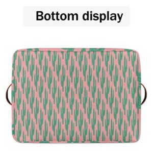 Fabric Storage Bins Cactus Green Pink Small Shelf Basket With Handles Decorative Cubes Box Organizer Containers for Shelves Home Office Decor