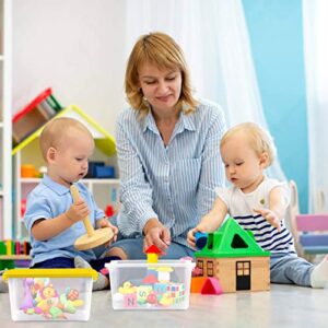 Storage Bins,4 Pack Small Storage Bins Stackable Plastic Cubby Containers with Lids Storage Cubbies Plastic Storage Containers for Classroom Book Bin Toy Organizers for Classroom Book Bin Toy Organizers (Mixed Color)