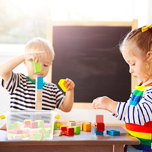 Storage Bins,4 Pack Small Storage Bins Stackable Plastic Cubby Containers with Lids Storage Cubbies Plastic Storage Containers for Classroom Book Bin Toy Organizers for Classroom Book Bin Toy Organizers (Mixed Color)