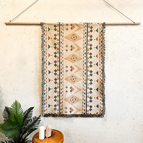 HKCDUUT Boho Throw Blanket - Soft Warm Knit Blanket with Tassels, Woven Cotton Aztec Blanket, Native American Blanket, Southwestern Decorative for Travel Couch Bed Camping Farmhouse Outdoor