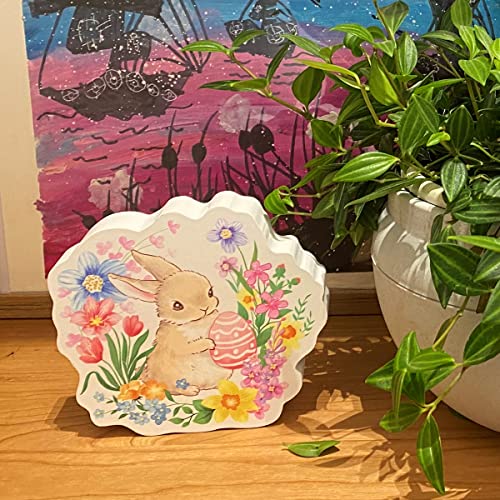 Easter decorations 5 pcs bunny table wooden signs Easter tabletop decor Decorative Centerpieces Decoration for Easter Day Home Kitchen Signs