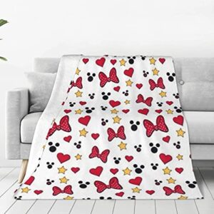 Cute Throw Blanket Soft Warm White Throw Blanket Cartoon Anime Blanket for Living Room Bedroom Dorm 60"x50"