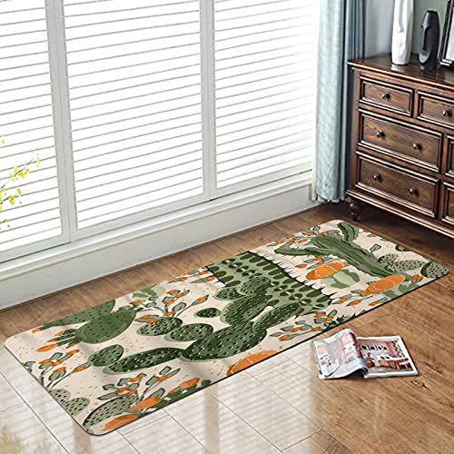 Large Area Rugs,Cactus Green Tropical Succulent Plant Blossom Flowers,Runner Rug Floor Non-Slip Door Mats Floor Mat Door Rugs Carpet for Hallway Living Room Bedroom