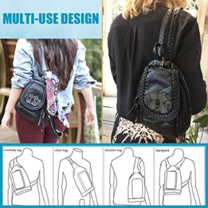 HUAZHIMAO Mini Backpack Purse for Women, Small Convertible Backpacks Ladies Soft Washed PU Leather Rucksack Fashion Daypack Purses Black Sling Travel Shoulder Handbag Bag