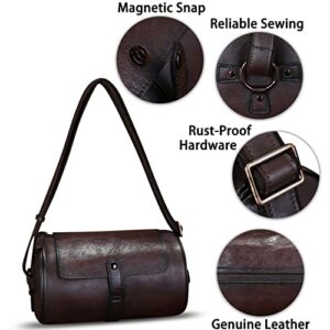 Genuine Leather Crossbody Bag Vintage Handmade Shoulder Purse Retro Satchel Travel Daypack Sling Bag (Coffee)