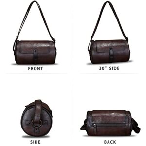 Genuine Leather Crossbody Bag Vintage Handmade Shoulder Purse Retro Satchel Travel Daypack Sling Bag (Coffee)