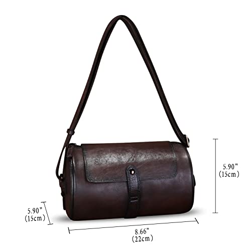 Genuine Leather Crossbody Bag Vintage Handmade Shoulder Purse Retro Satchel Travel Daypack Sling Bag (Coffee)