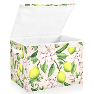 runningbear flower green leaf lemon large storage bins with lid collapsible storage bin storage organizer bin decorative storage baskets for shelves closet bookshelf