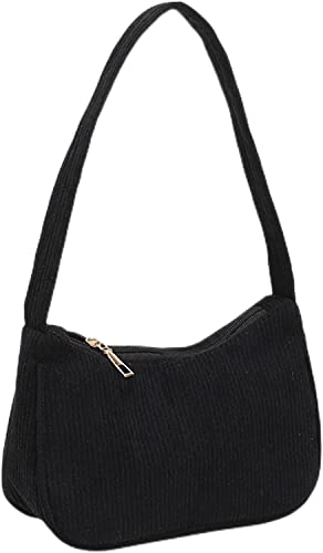 AIBEARTY Women Girls Corduroy Handbag Underarm Bag Retro Small Purse Shoulder Bag Clutch Tote