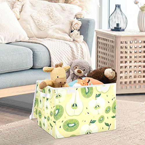 RunningBear Colorful-fruits-pattern Large Storage Bins with Lid Collapsible Storage Bin Cubes Boxes Shelves Cloth Baskets for Living Room Bedroom