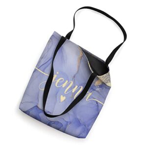 Jenna Letter J Initial Cute Purple Personalized Tote Bag