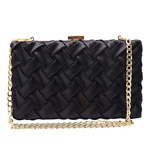 Mogor Women's Vintage Braided Ribbon Formal Crossbody Evening Clutch Handbag Shoulder Pursel Satchel