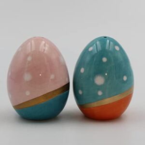 Fine Ceramic Easter Egg Salt & Pepper Shakers Set, 2-3/4" H