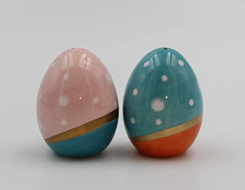 Fine Ceramic Easter Egg Salt & Pepper Shakers Set, 2-3/4" H