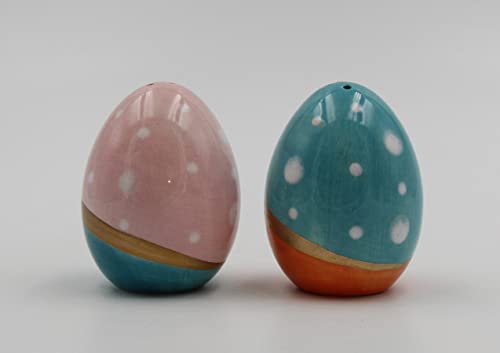 Fine Ceramic Easter Egg Salt & Pepper Shakers Set, 2-3/4" H