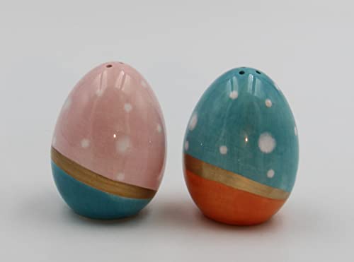 Fine Ceramic Easter Egg Salt & Pepper Shakers Set, 2-3/4" H