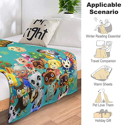 Luxury Animal Cute Crossing Throw Blanket, Fleece Blankets and Throws for All Seasons, Easy Care Air Conditioning Blanket 40"x50"