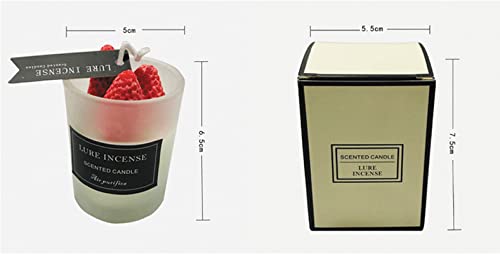 Scented Candle Strawberry Shape,120G Aroma Decorative Candle Gift in Glass Jar 12 Hours,Handmade Soy Wax Candle for Table Photo Prop Birthday,Prefect for Meditation Stress Relief Mood Boosting Bath