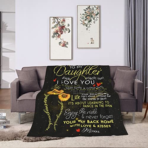 Maylian Sunflower Throw Blanket | Never Forget How Much I Love You | 80x60 Inches | Soft Sherpa | Perfect for Daughter | Thoughtful Gift